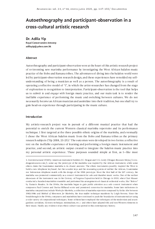 (PDF) Autoethnography and participant-observation in a cross-cultural ...