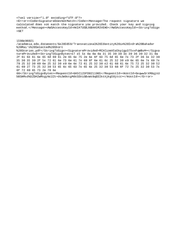 (PDF) Transnational Identity in Indra Bahadur Rai's Selected Short Stories