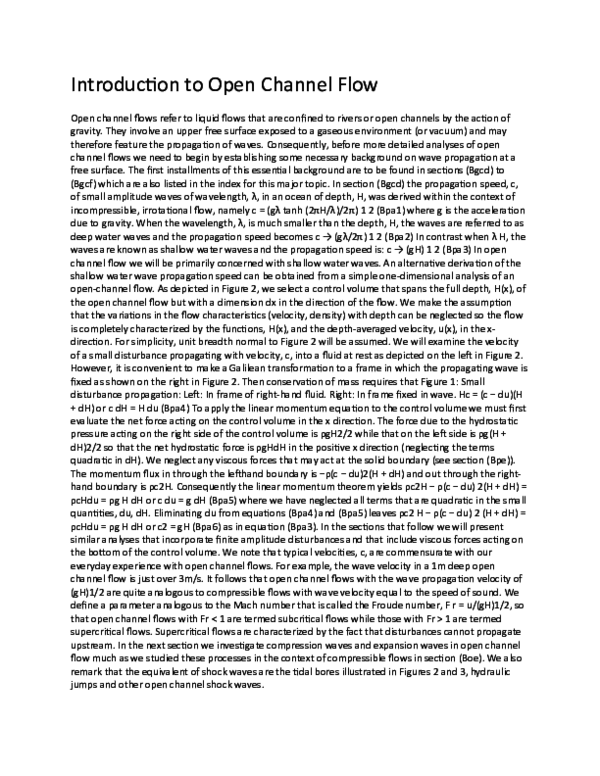 (DOC) Introduction to Open Channel Flow