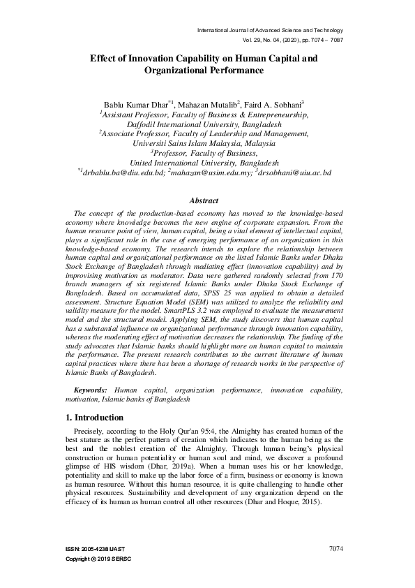 (PDF) Effect of Innovation Capability on Human Capital and ...