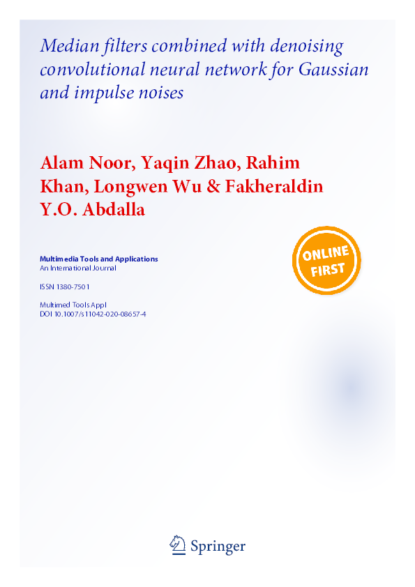 Pdf Median Filters Combined With Denoising Convolutional Neural Network For Gaussian And