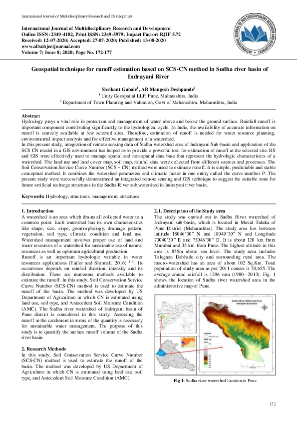(PDF) Geospatial technique for runoff estimation based on SCS-CN method ...