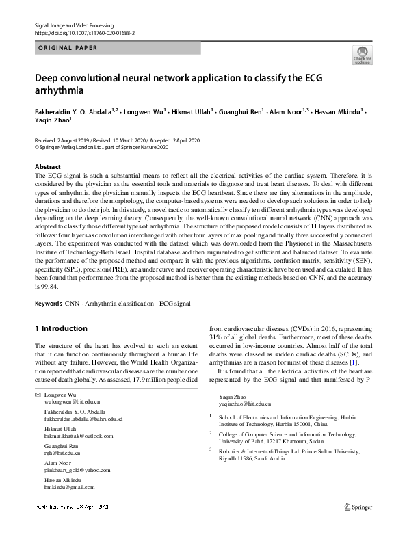 Pdf Deep Convolutional Neural Network Application To Classify The Ecg Arrhythmia