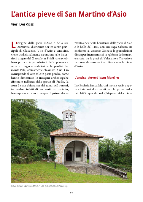 (PDF) L' antica pieve di San Martino d'Asio- Sot la Nape pre-print ...