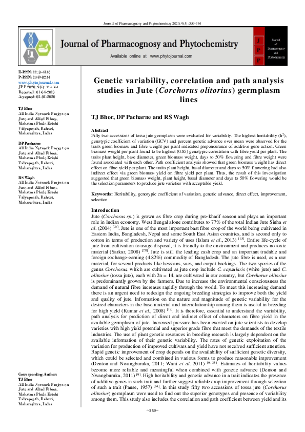 (PDF) PTC&B Construction of Genetic Map of Jute (Corchorus olitorius L.) Based on RAPD Markers ...