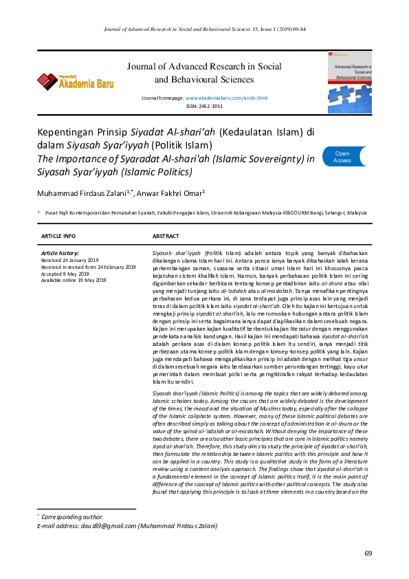 (PDF) Kepentingan Prinsip Siyadat Al-shari’ah (Kedaulatan Islam) di dalam Siyasah Syar’iyyah ...
