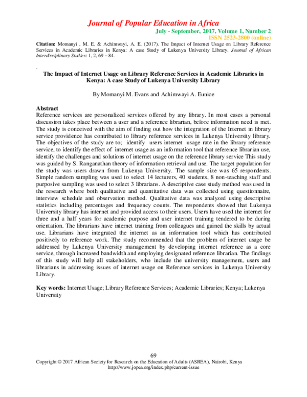 (PDF) The Impact of Internet Usage on Library Reference Services in ...