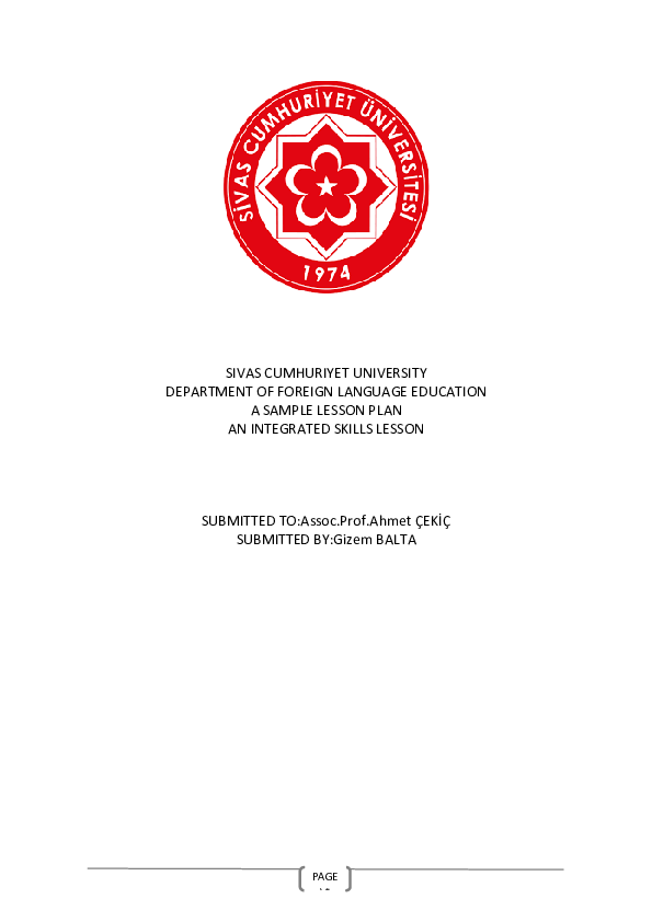 (DOC) SAMPLE LESSON PLAN/ INTEGRATED SKILLS LESSON