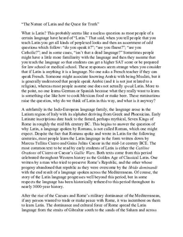 (PDF) "The Nature of Latin and the Quest for Truth"