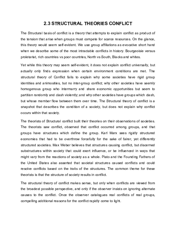 (DOC) 2.3 STRUCTURAL THEORIES CONFLICT