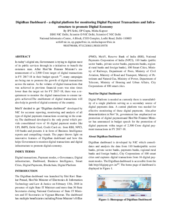 (PDF) Digidhan Dashboard -a digital platform for monitoring Digital ...