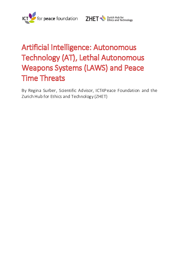 (PDF) Artificial Intelligence: Autonomous Technology (AT), Lethal Autonomous Weapons Systems ...