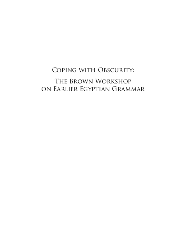 (PDF) [PDF] The Earlier Egyptian Emphatic Construction: An alternative analysis