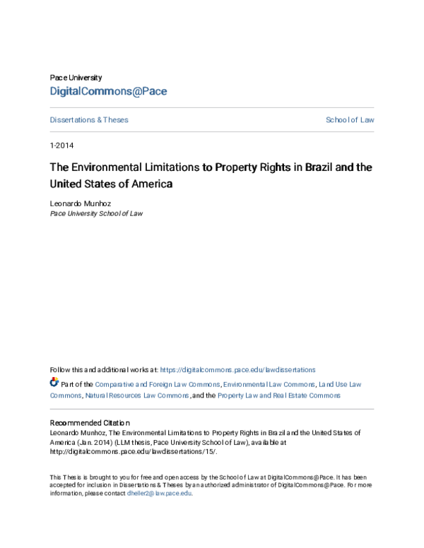 (PDF) The Environmental Limitations to Property Rights in Brazil and ...