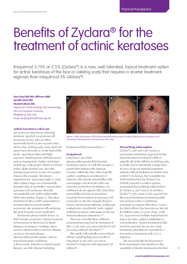 (PDF) Benefits of Zyclara for the treatment of actinic keratoses
