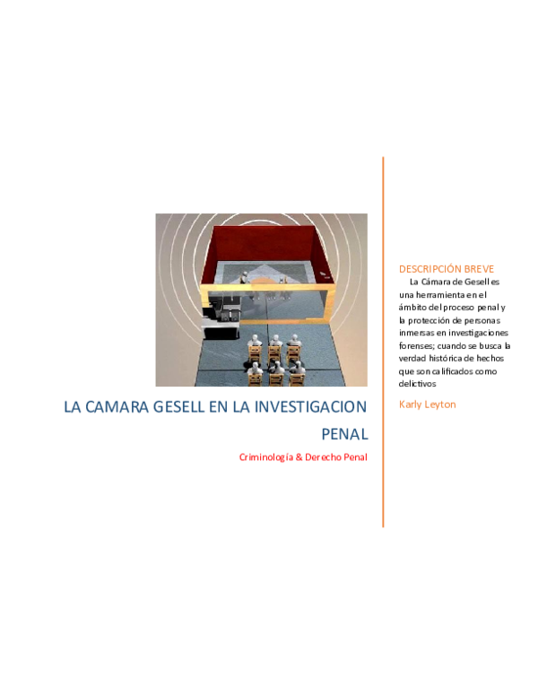 (DOC) LA CÁMARA DE GESELL EN LA INVESTIGACIÓN PENAL