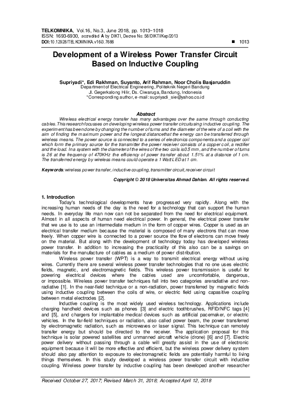 Pdf Development Of A Wireless Power Transfer Circuit Based On
