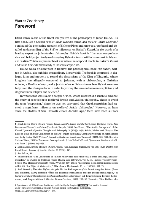 (PDF) Warren Zev Harvey, “Foreword,” in Ehud Krinis, Judah Halevi’s ...