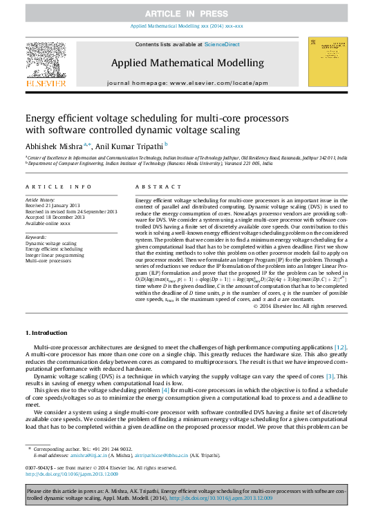 (PDF) Energy efficient voltage scheduling for multi-core processors with software controlled ...