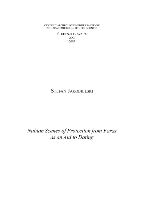 (PDF) Jakobielski, S., 'Nubian Scenes of Protection from Faras as an Aid to Dating', Études et ...