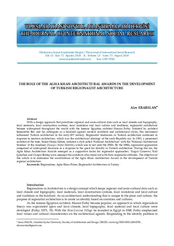 (PDF) THE ROLE OF THE AGHA KHAN ARCHITECTURAL AWARDS IN THE DEVELOPMENT ...