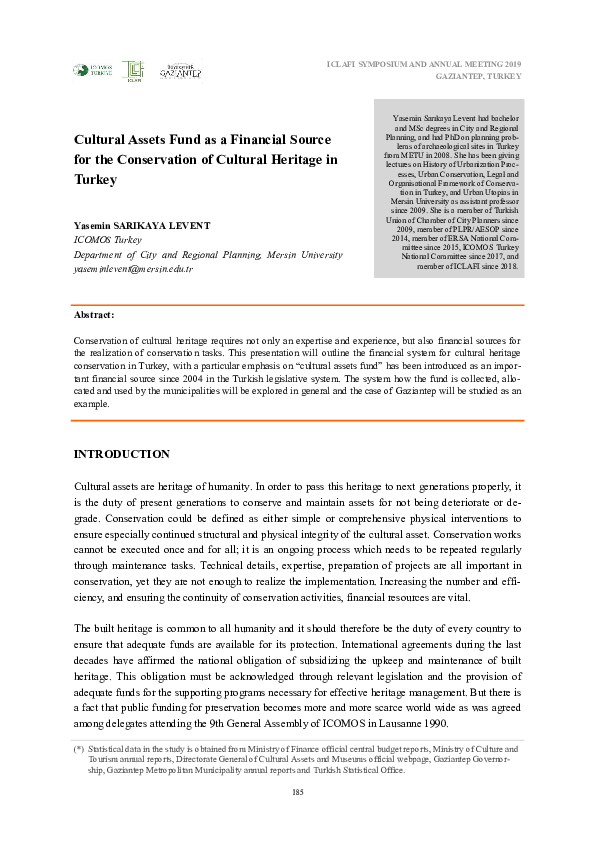 (PDF) Cultural Assets Fund as a Financial Source for the Conservation ...