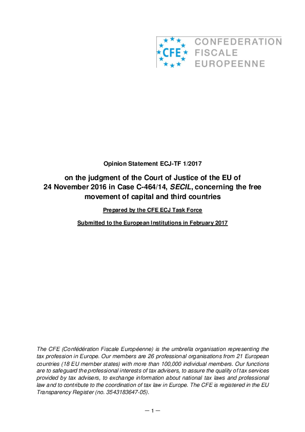 (PDF) OS ECJ-TF 1/2017 on the decision of the Court of Justice of the ...