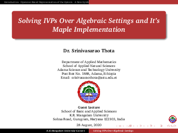 (PDF) Solving IVPs Over Algebraic Settings and It’s Maple Implementation
