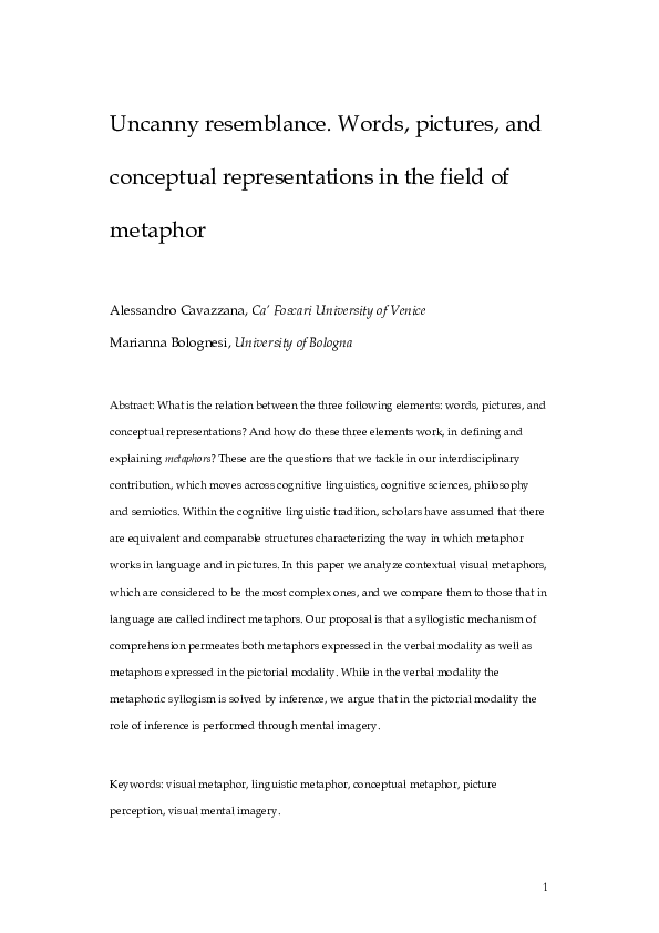 (PDF) «Uncanny Resemblance: Words, pictures and conceptual ...