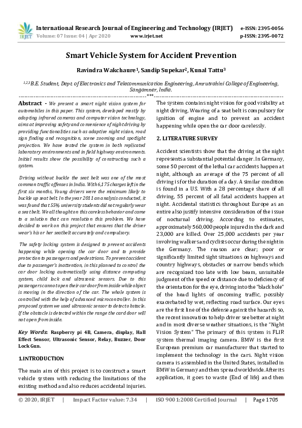 (PDF) IRJET- Smart Vehicle System for Accident Prevention