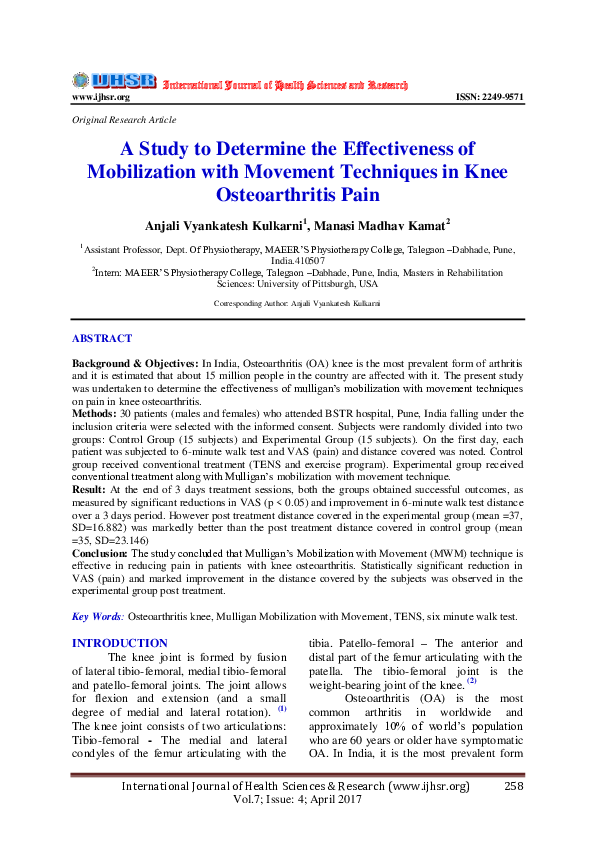 (PDF) A Study to Determine the Effectiveness of Mobilization with ...