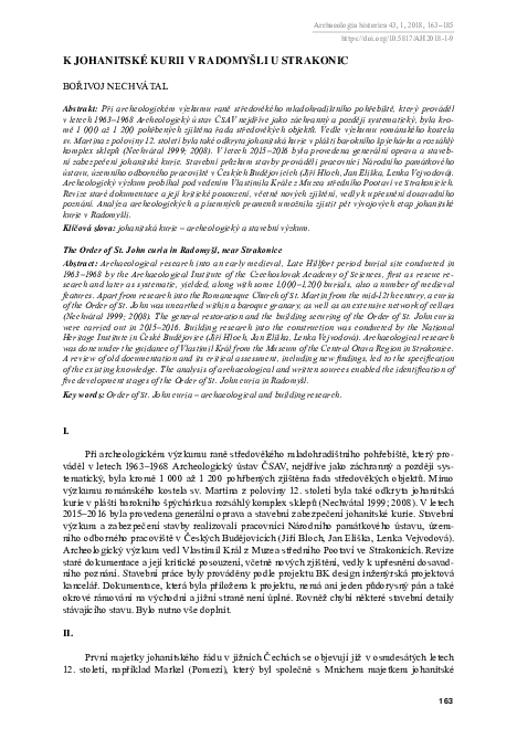 (PDF) Bořivoj Nechvátal: K johanitské kurii v Radomyšli u Strakonic ...