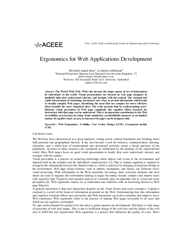 (PDF) Ergonomics for Web Applications Development