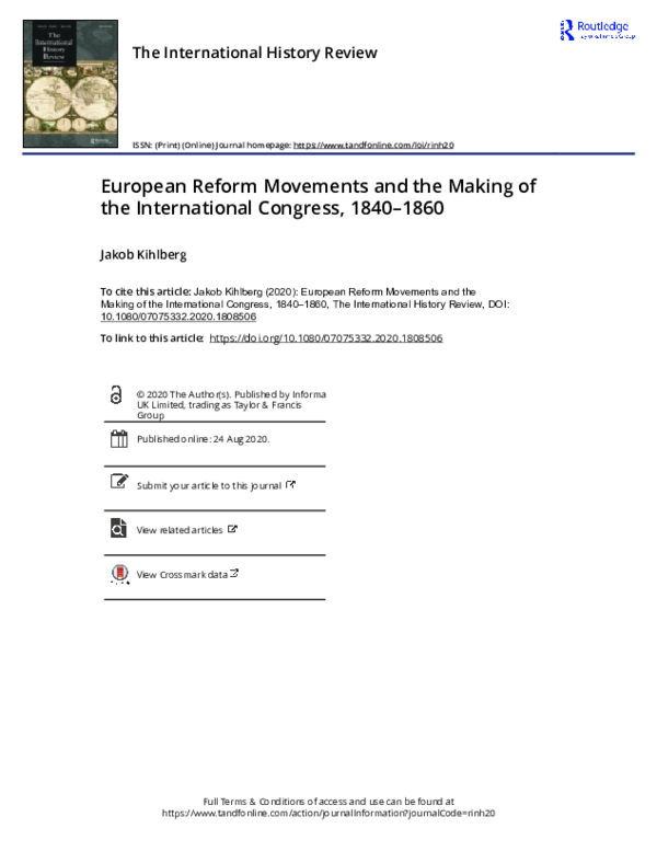 (PDF) European Reform Movements and the Making of the International ...