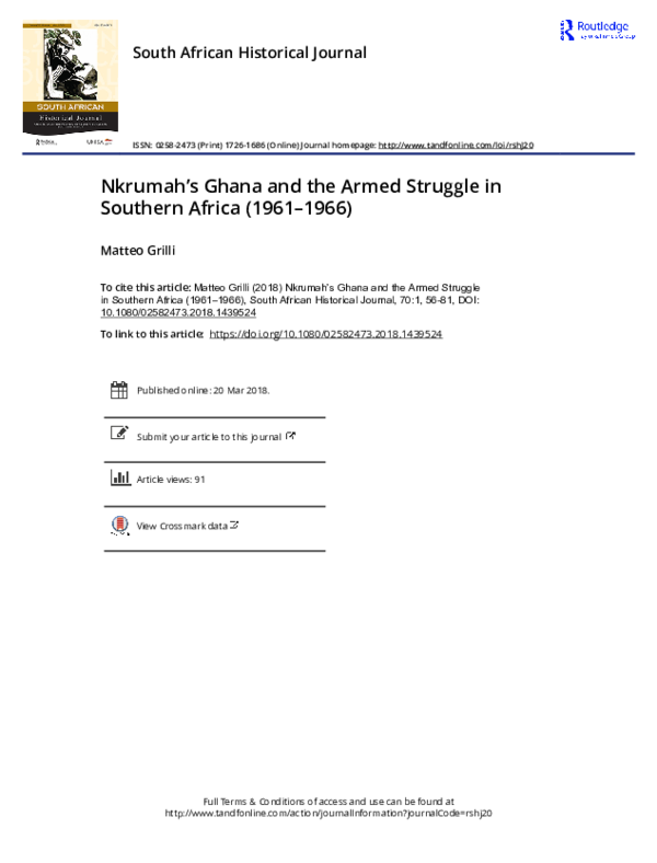 (PDF) ‘Nkrumah’s Ghana and the armed struggle in Southern Africa (1961 ...