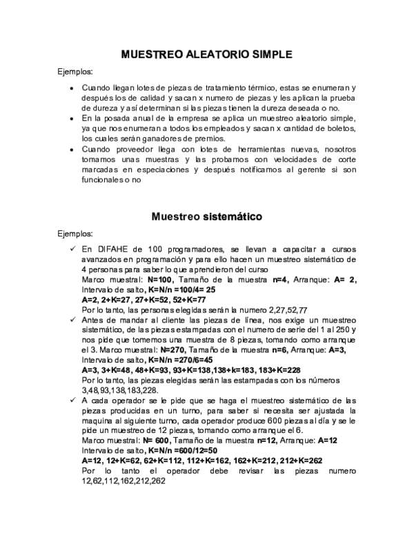 (DOC) MUESTREO ALEATORIO SIMPLE