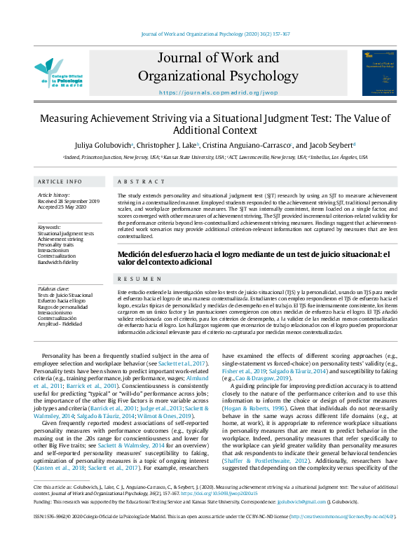 (PDF) Development and validation of the General Risk Propensity Scale ...