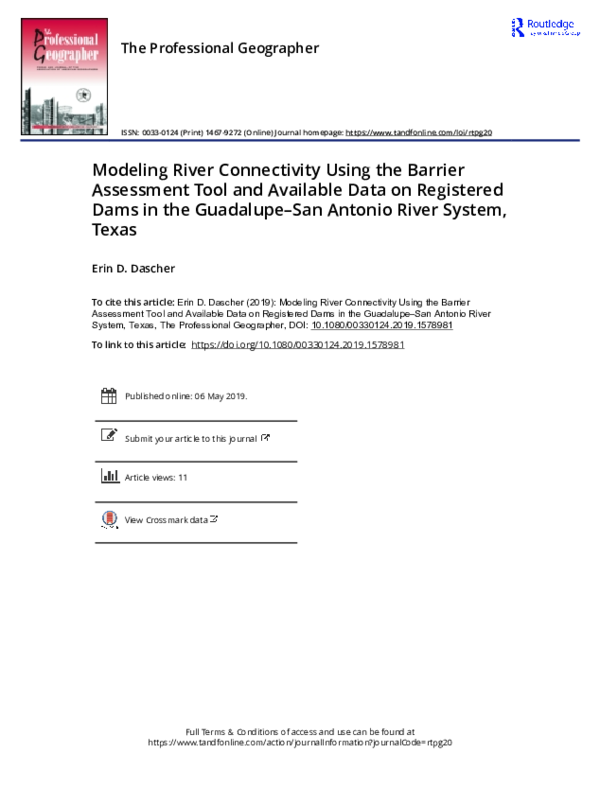 (PDF) Modeling River Connectivity Using the Barrier Assessment Tool and ...