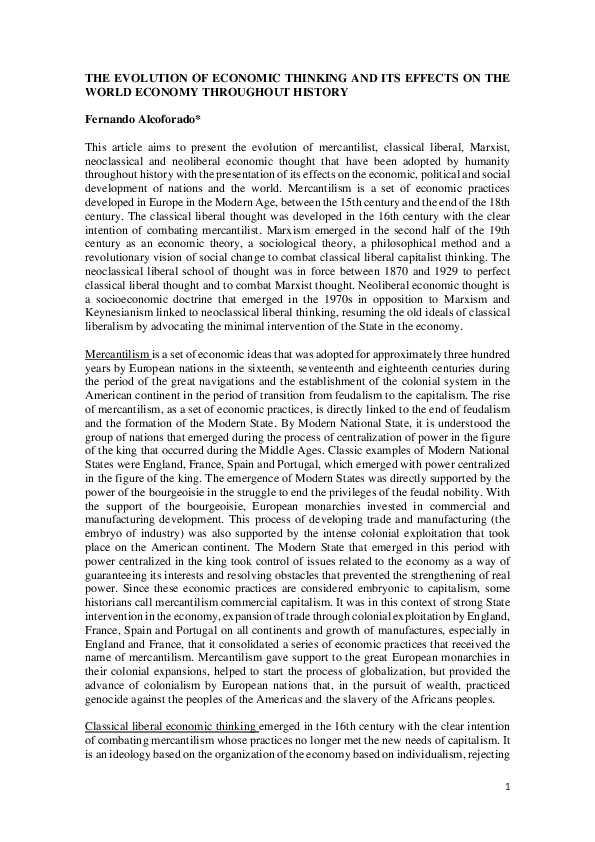 (PDF) THE EVOLUTION OF ECONOMIC THINKING AND ITS EFFECTS ON THE WORLD ...