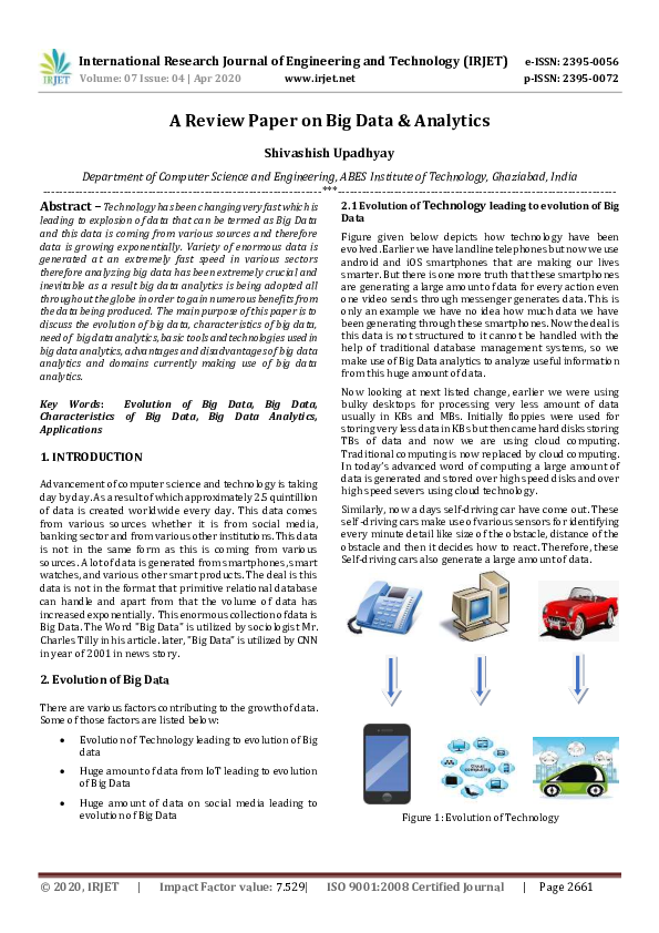 (PDF) IRJET- A Review Paper on Big Data & Analytics