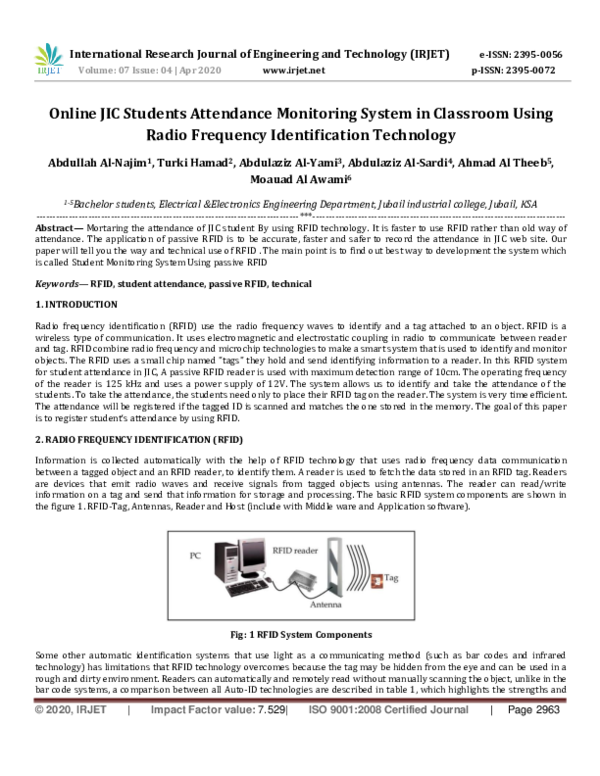 (PDF) IRJET- Online JIC Students Attendance Monitoring System in ...