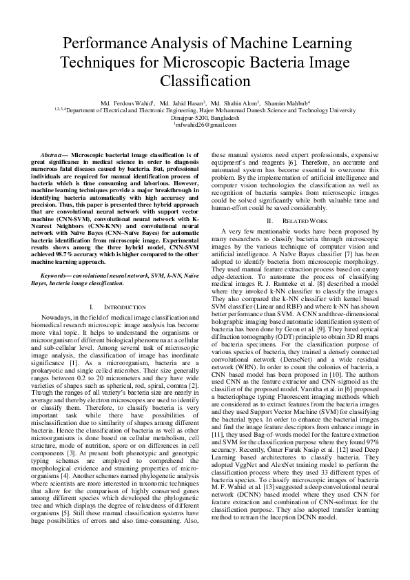 (PDF) Performance Analysis of Machine Learning Techniques for ...