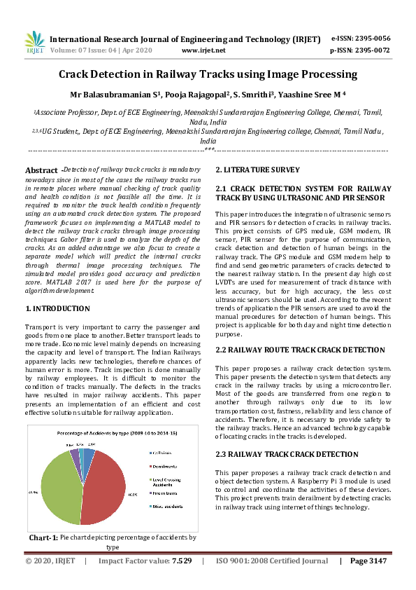 Pdf Irjet Crack Detection In Railway Tracks Using Image Processing