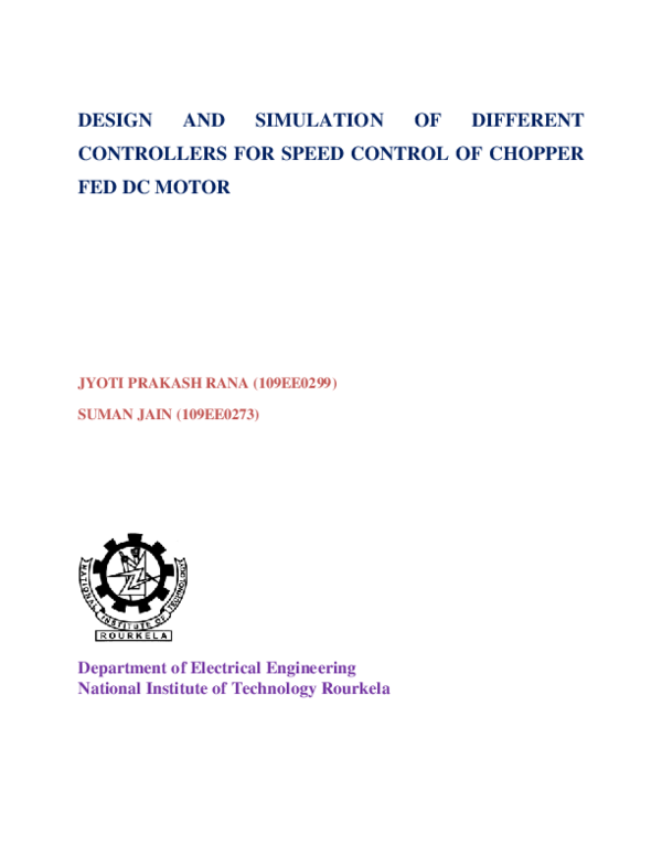 (PDF) DESIGN AND SIMULATION OF DIFFERENT CONTROLLERS FOR SPEED CONTROL ...