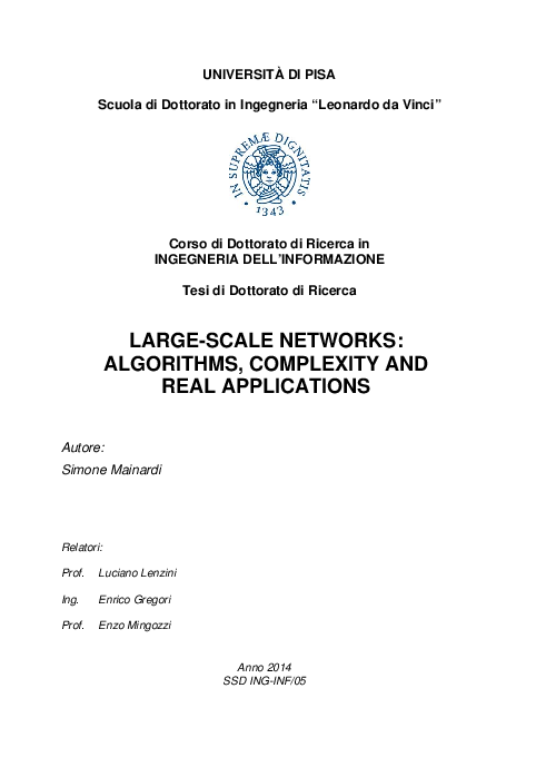 Pdf Large Scale Networks Algorithms Complexity And Real Applications Reports A N D Papers