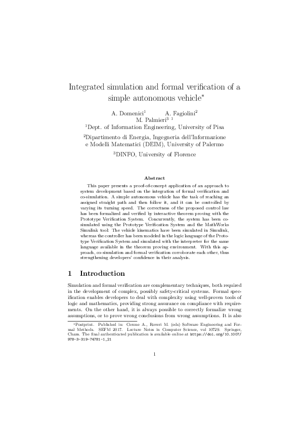 Pdf Integrated Simulation And Formal Verification Of A Simple