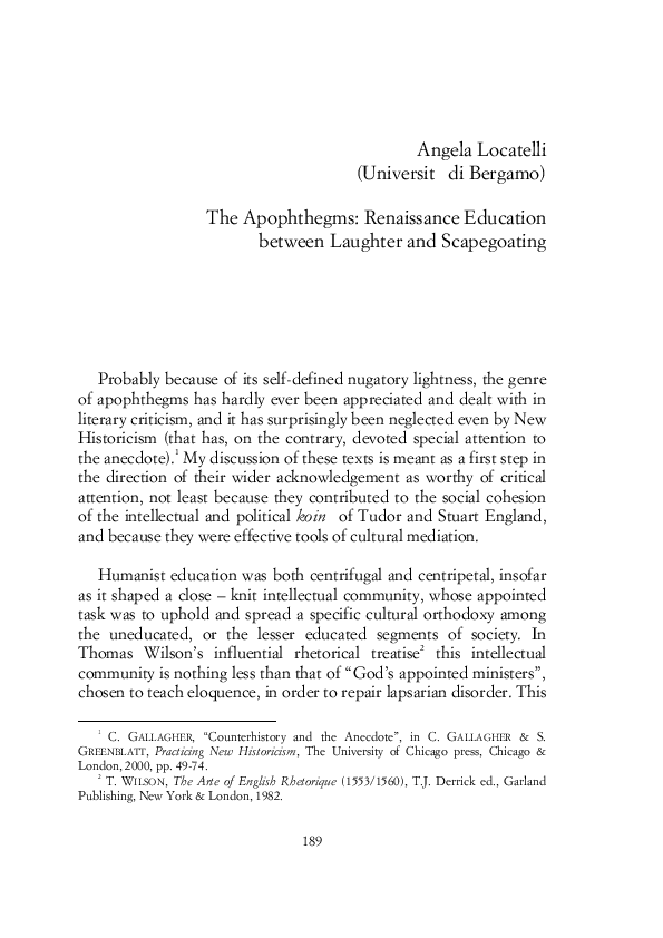 (PDF) Prof A Locatelli APOPHTEGMS | ANGELA LOCATELLI - Academia.edu