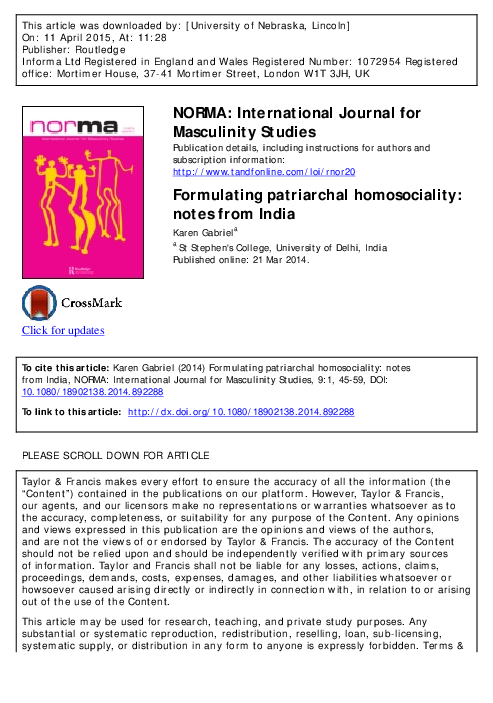 (PDF) NORMA: International Journal for Masculinity Studies Formulating ...
