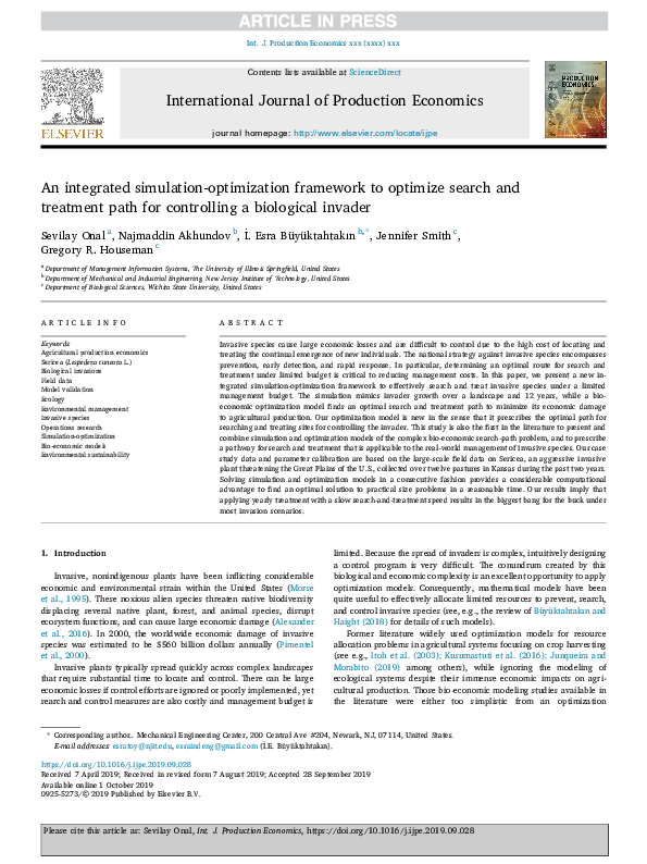 (PDF) An integrated simulation-optimization framework to optimize ...