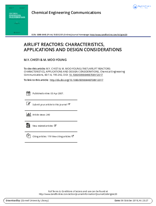 (PDF) AIRLIFT REACTORS: CHARACTERISTICS, APPLICATIONS AND DESIGN ...